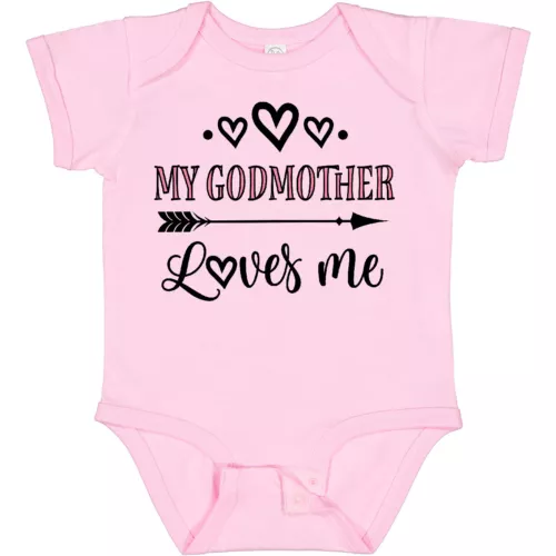 Bella Canvas My Godmother Loves Me Girls Baby Bodysuit Godmom Goddaughter Childs Bodysuit ...