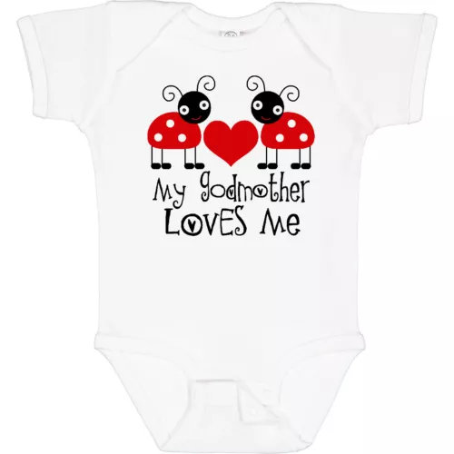 Bella Canvas My Godmother Loves Me Infant Creeper Godchild Childs Kids Cute Ladybug Baby ...