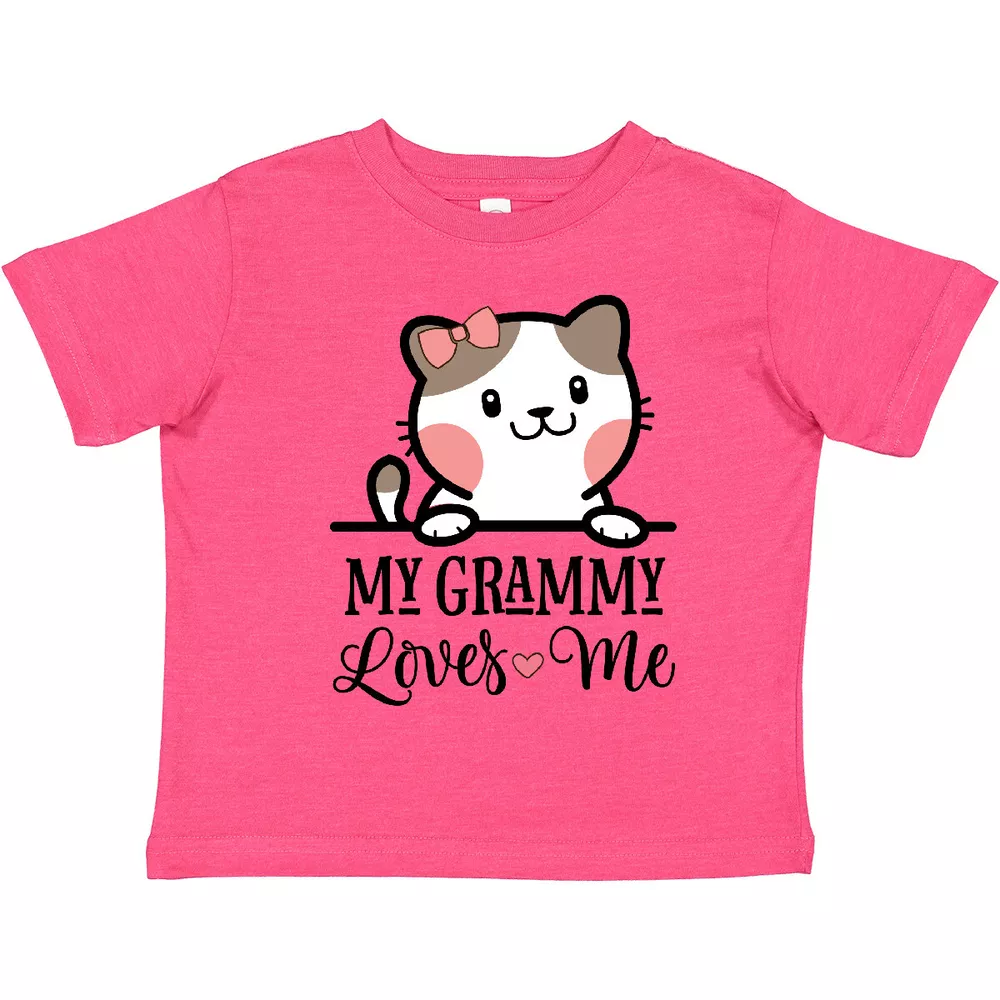 Bella Canvas My Grammy Loves Me Girls Granddaughter Kitten Toddler Shirt From Kid Toddler Shirt ...