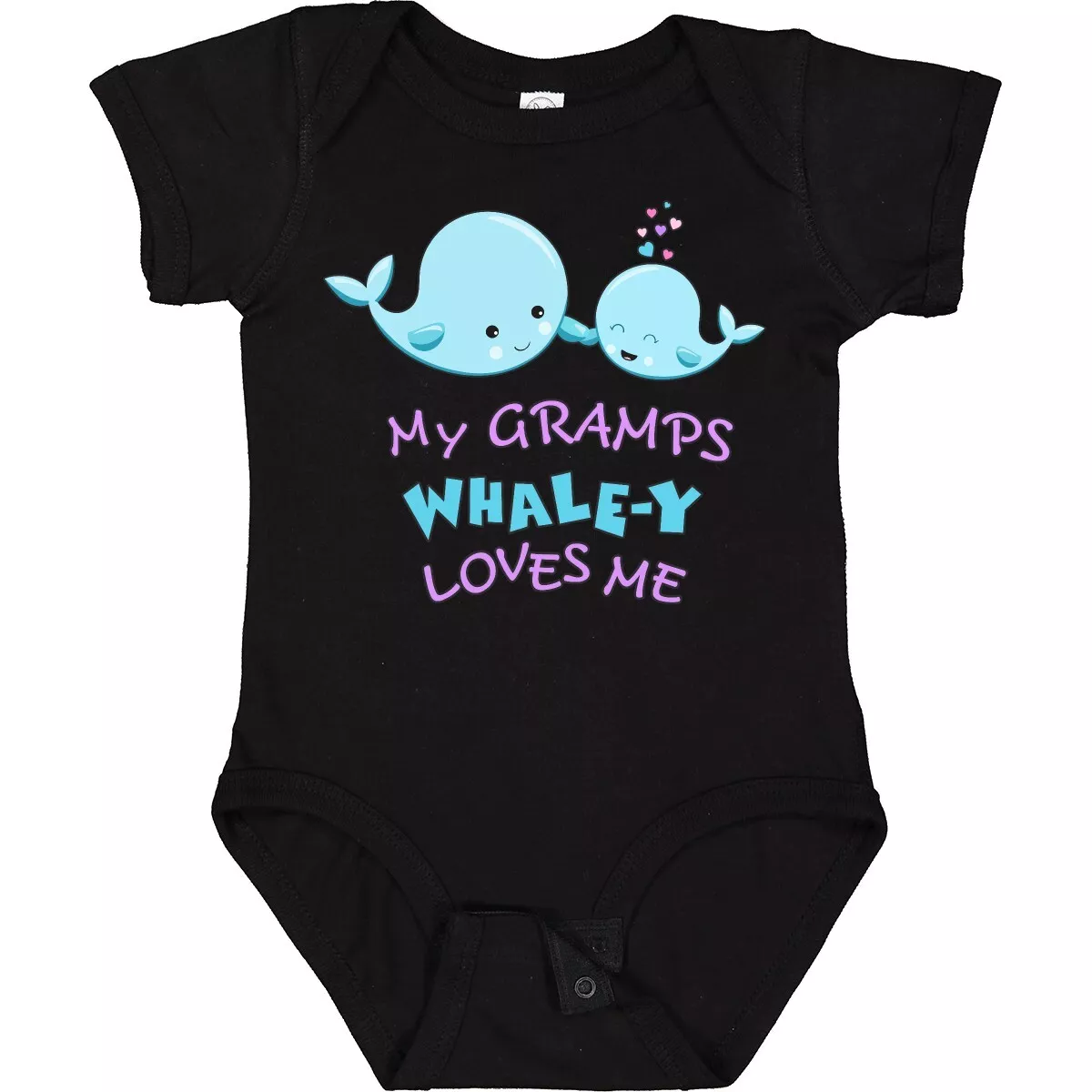Bella Canvas My Gramps Whale-Y Loves Me Baby Bodysuit Family Cute Grandpa Grandad Baby Bodysuit ...