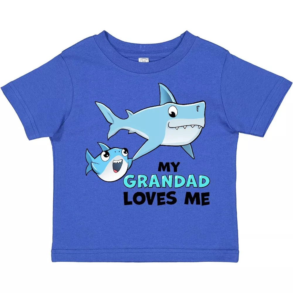 Bella Canvas My Grandad Loves Me With Cute Sharks Toddler Shirt Family Grandpa Toddler Shirt ...