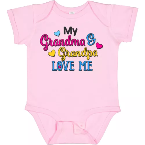 Bella Canvas My Grandma And Grandpa Love Me With Hearts Infant Creeper Family Cute Baby Bodysuit ...