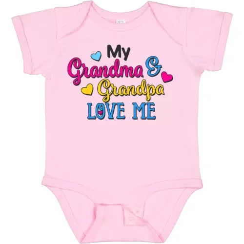 Bella Canvas My Grandma And Grandpa Love Me With Hearts Infant Creeper Family Cute Baby Bodysuit ...