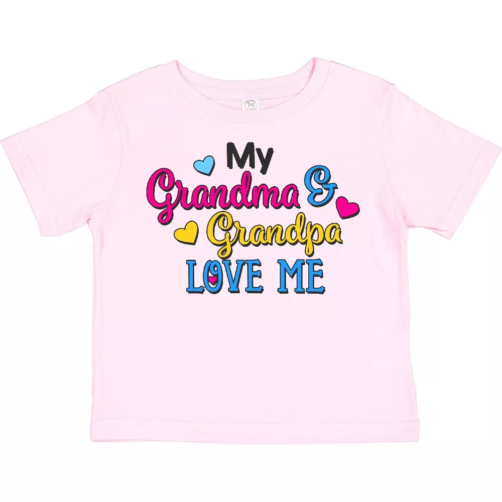 Bella Canvas My Grandma And Grandpa Love Me With Hearts Toddler Shirt Family Cute Toddler Shirt ...