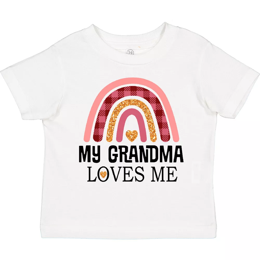 Bella Canvas My Grandma Loves Me Girls Rainbow Toddler Shirt Grandchild Family Toddler Shirt ...