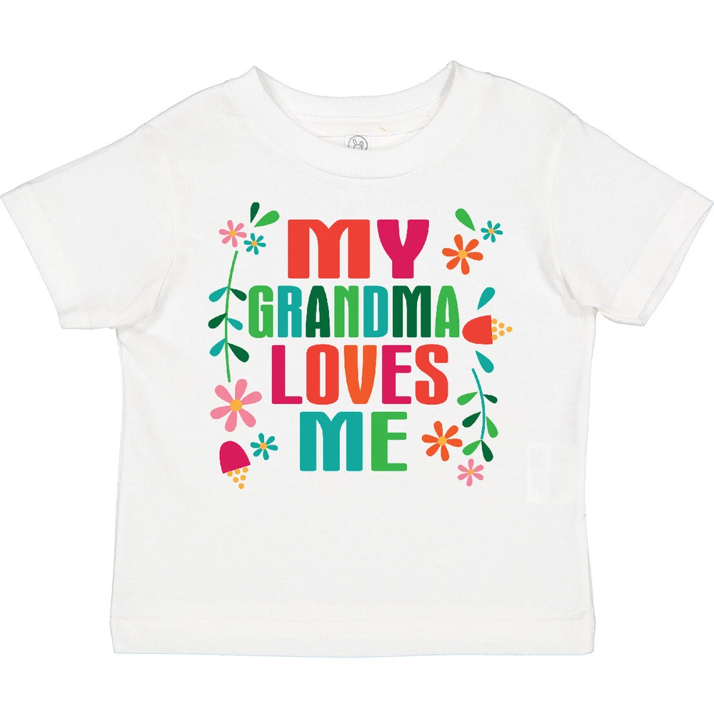 Bella Canvas My Grandma Loves Me Girls Toddler Shirt Grandchild Flowered Floral Toddler Shirt ...