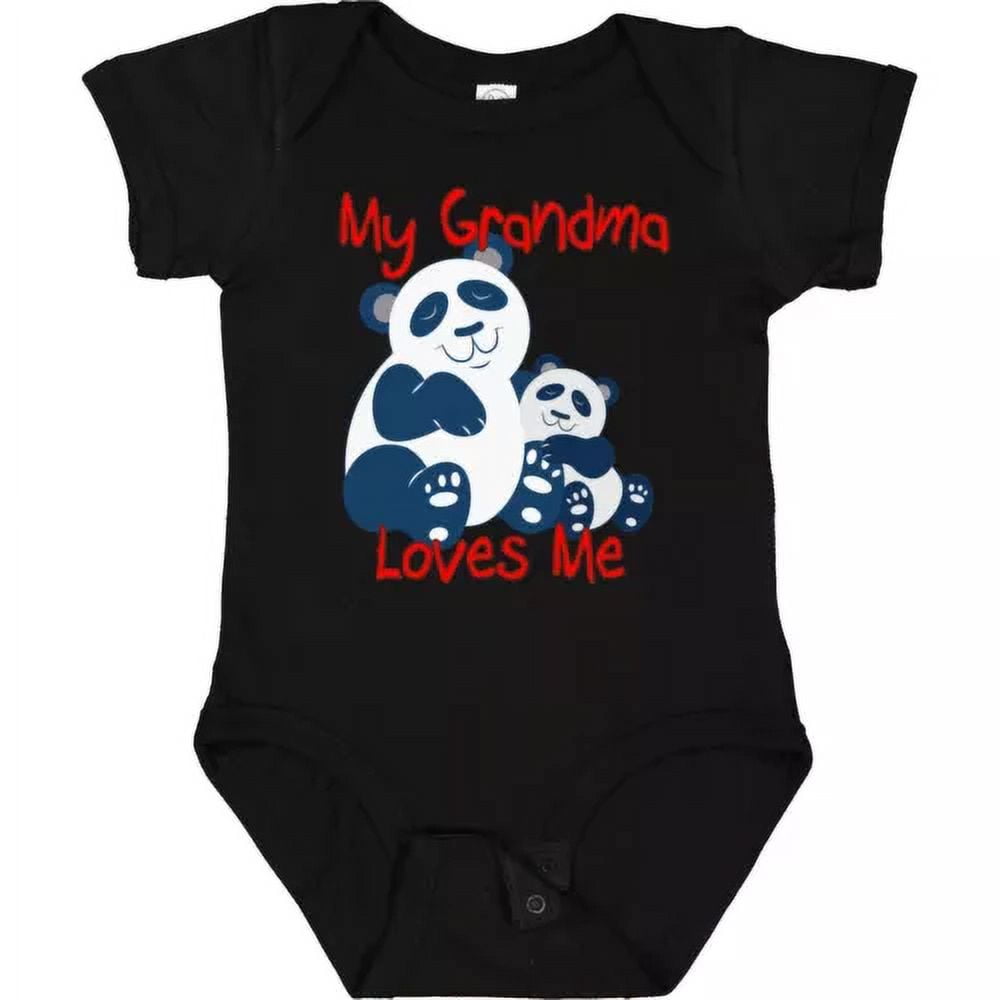 Bella Canvas My Grandma Loves Me Panda Infant Creeper Grandmother Bear One-piece Bodysuit ...