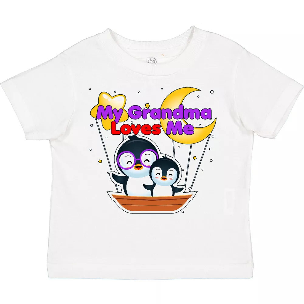 Bella Canvas My Grandma Loves Me Penguin Toddler Shirt Penguins Cute Child Kid Toddler Shirt ...