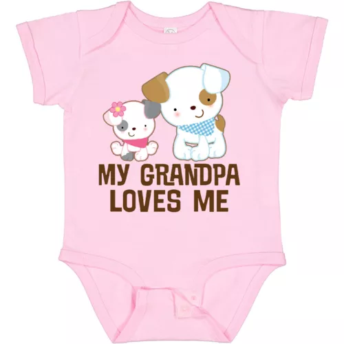 Bella Canvas My Grandpa Loves Me Girls Baby Grandchild From Childs Puppy Bodysuit - Walmart.com
