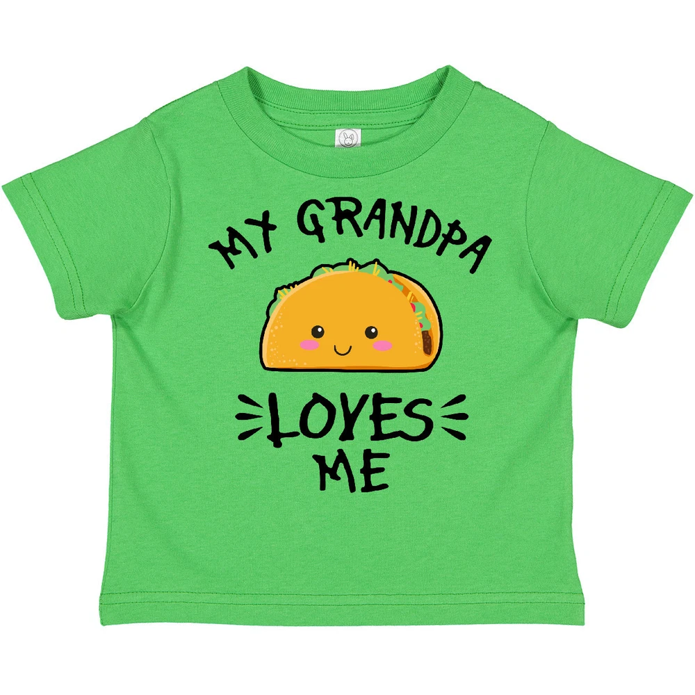 Bella Canvas My Grandpa Loves Me With Taco Illustration Toddler Shirt Food Tacos Toddler Shirt ...