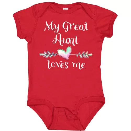 Bella Canvas My Great Aunt Loves Me- Heart Baby Bodysuit Family Auntie Grand Niece Bodysuit ...