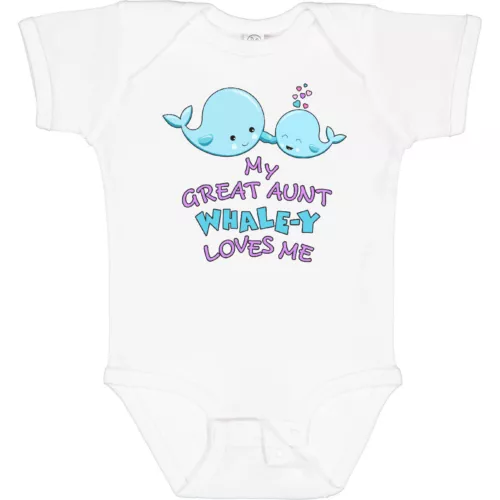 Bella Canvas My Great Aunt Whale-y Loves Me Baby Bodysuit Family Cute Grandniece Bodysuit ...