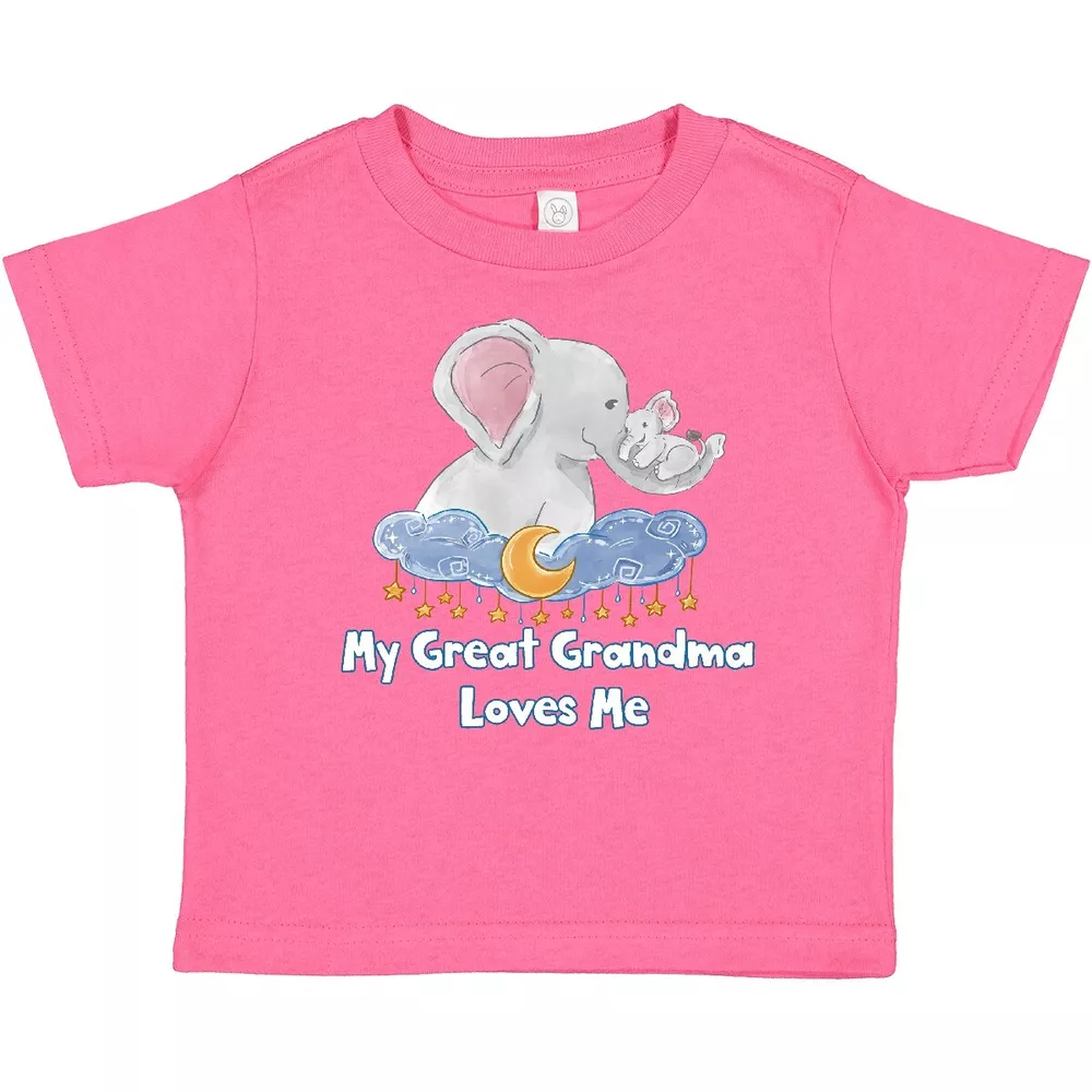 Bella Canvas My Great Grandma Loves Me Cute Elephants Clouds Moon Baby Toddler Shirt Zoo Toddler ...