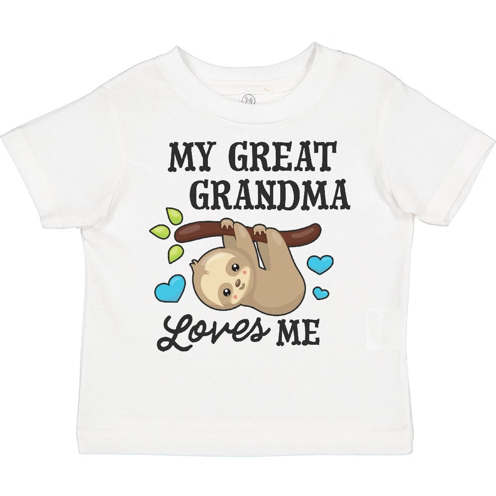 Bella Canvas My Great Grandma Loves Me With Sloth And Hearts Toddler Shirt Kids Toddler Shirt ...
