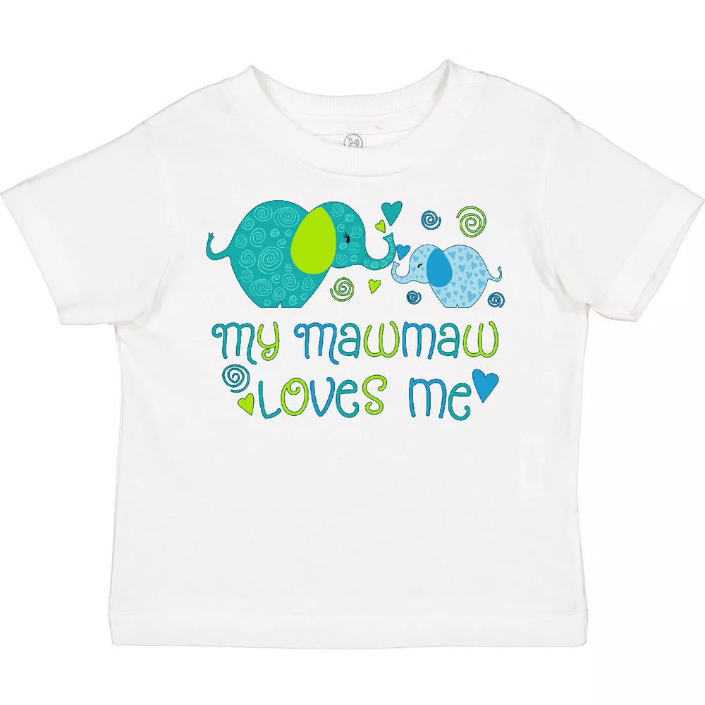 Bella Canvas My Mawmaw Loves Me- Cute Elephants Toddler Shirt Family Grandmother Toddler Shirt ...
