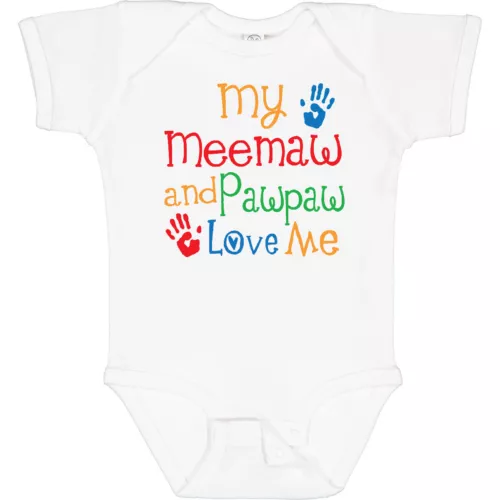Bella Canvas My Meemaw And Pawpaw Love Me Baby Bodysuit From Childs Boy Girl Shower Baby ...