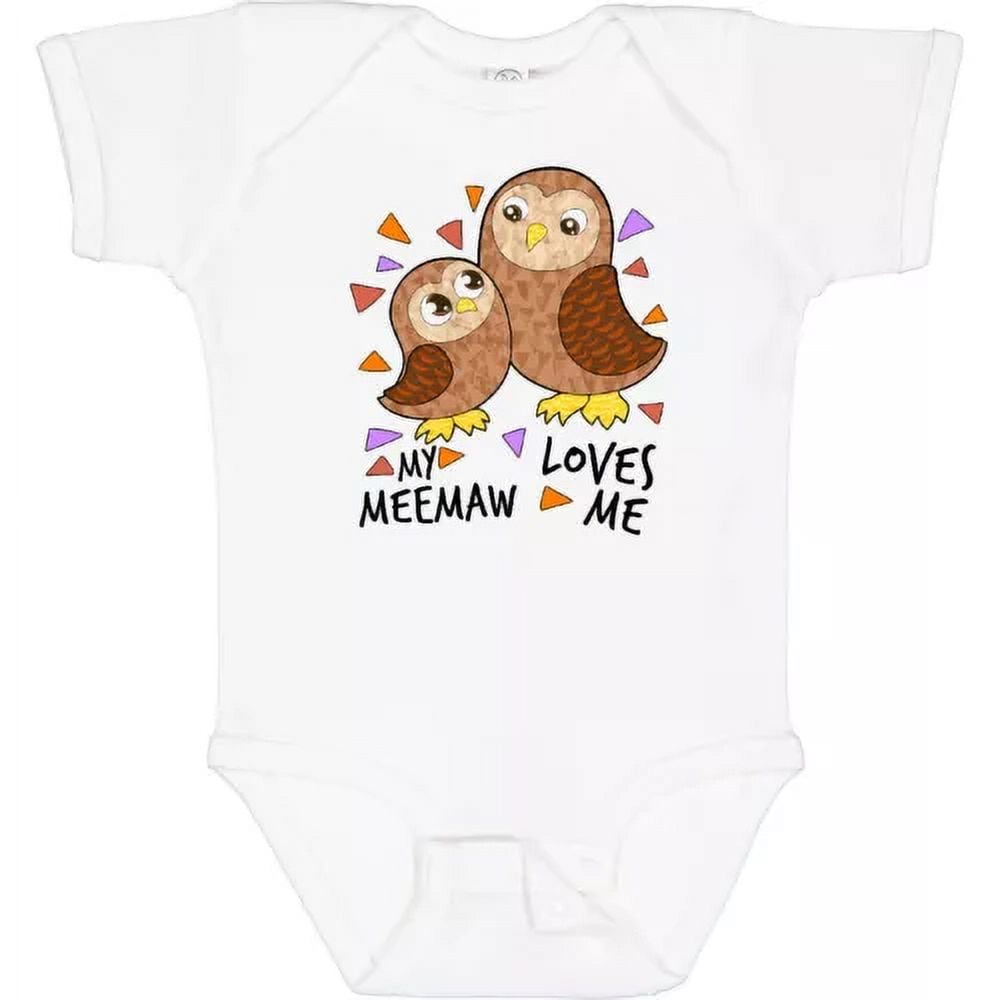 Bella Canvas My Meemaw Loves Me- Cute Owl Family Baby Owls Grandma Kid Bodysuit - Walmart.com