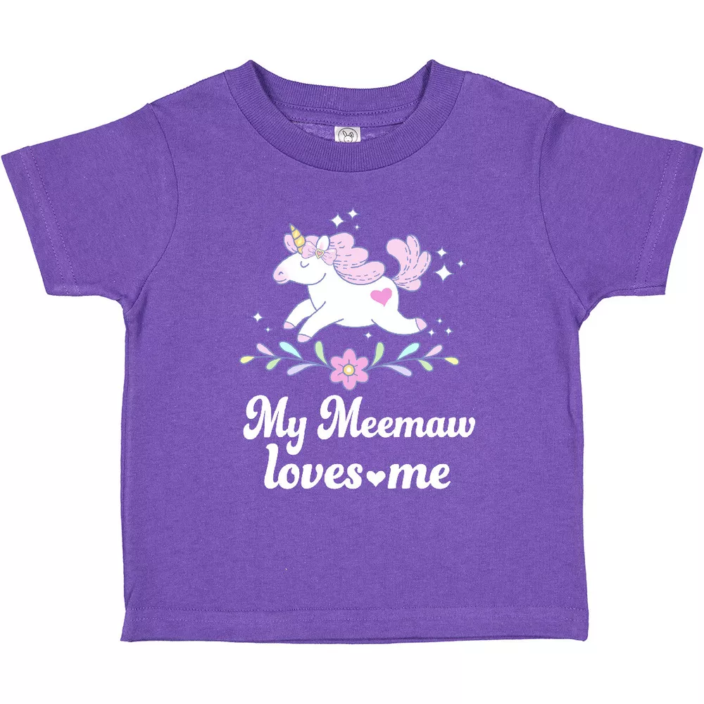 Bella Canvas My Meemaw Loves Me Grandchild Unicorn Toddler Shirt Clothes Childs Toddler Shirt ...