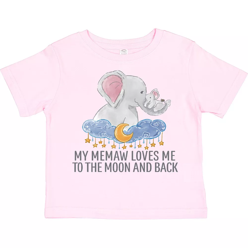 Bella Canvas My Memaw Loves Me To The Moon And Back Elephants In Toddler T- Toddler Shirt ...