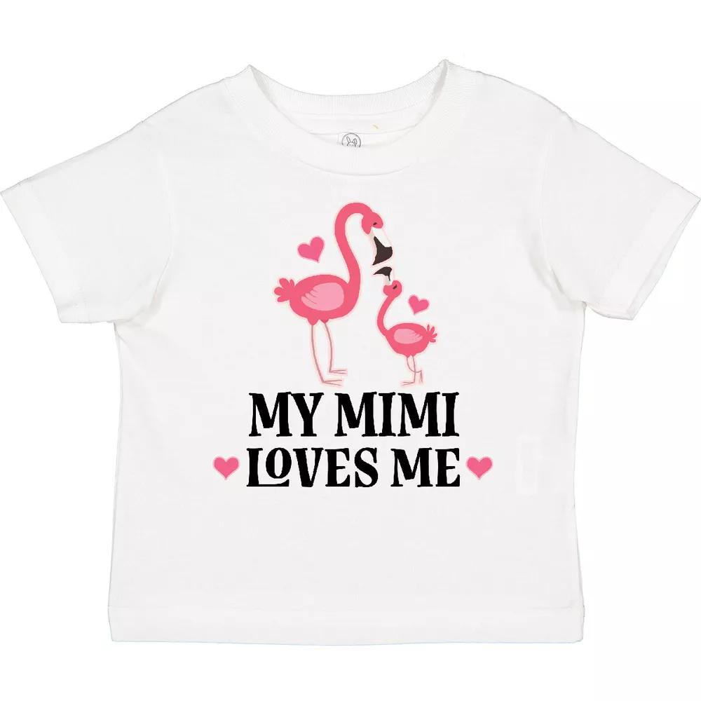 Bella Canvas My Mimi Loves Me Flamingo Toddler Shirt Childs Granddaughter Cute Toddler Shirt ...
