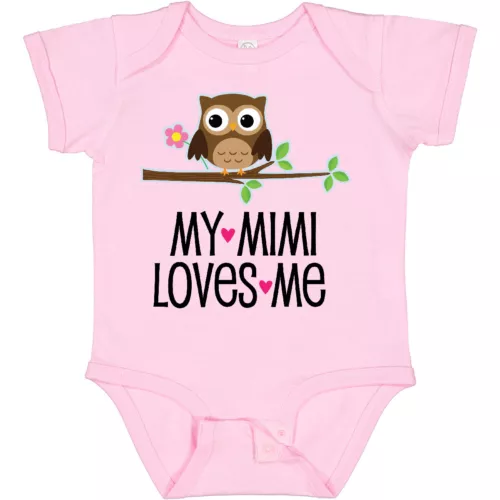 Bella Canvas My Mimi Loves Me Girls Owl Baby Bodysuit Grandma Childs ...