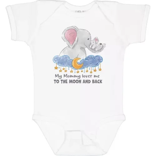 Bella Canvas My Mommy Loves Me To The Moon And Back Elephant Family Baby Bodysuit Baby Bodysuit ...