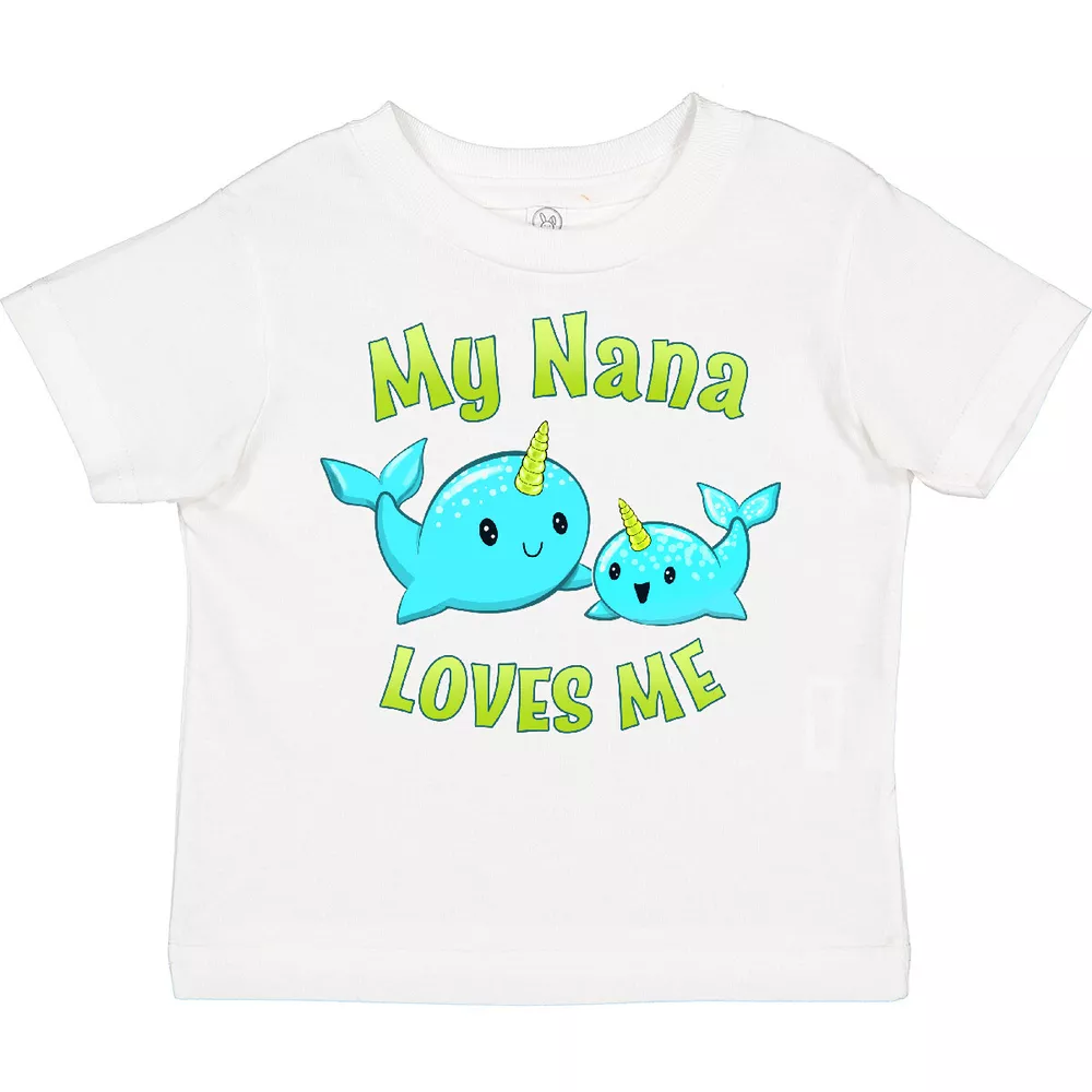Bella Canvas My Nana Loves Me- Cute Narwhal Toddler Shirt Family Narwhals Grandma Toddler Shirt ...