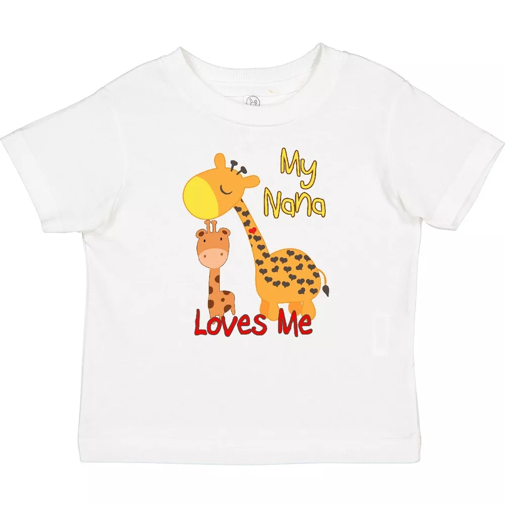 Bella Canvas My Nana Loves Me Giraffe Baby Toddler Shirt Grandmother Infant Tees Shower Toddler ...