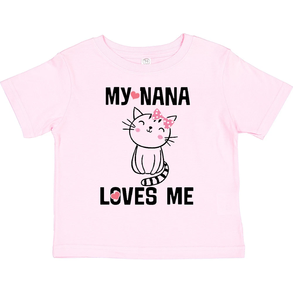 Bella Canvas My Nana Loves Me Girls Toddler Shirt Grandkids Childs Cute Cat Child Toddler Shirt ...