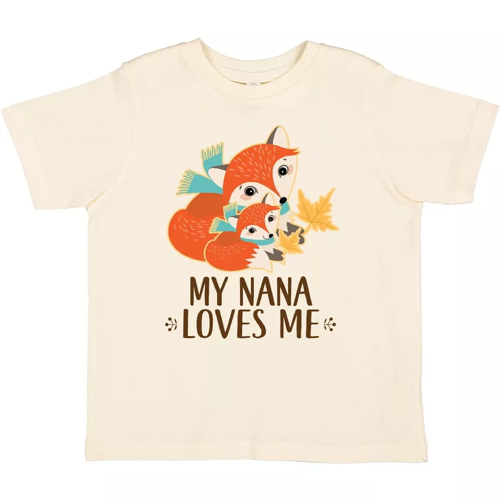 Bella Canvas My Nana Loves Me Grandchild Cute Fox Toddler Shirt Grandson Clothing Toddler Shirt ...