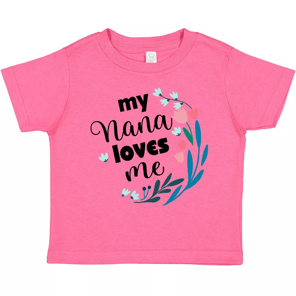 Bella Canvas My Nana Loves Me Granddaughter Toddler Shirt Grandchildren Flowers Toddler Shirt ...
