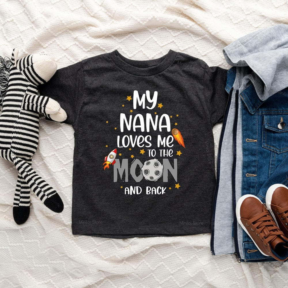 Bella Canvas My Nana Loves Me To The Moon And Back Shirt, Grandma Baby Clothes, Grandmother ...