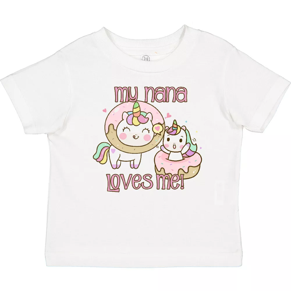 Bella Canvas My Nana Loves Me Unicorn Baby Toddler Shirt Cute Doughnut Donut Infant Tees Toddler ...