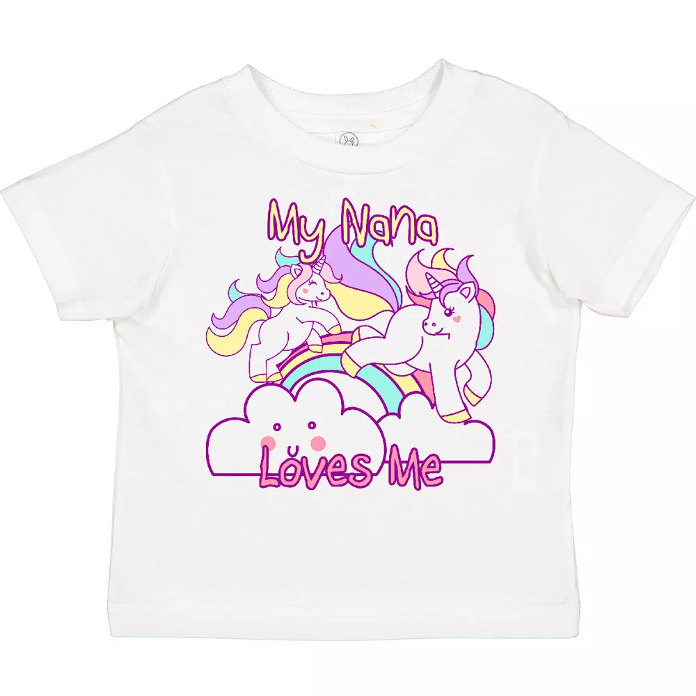 Bella Canvas My Nana Loves Me Unicorn Toddler Shirt Grandmother Cute Gift Child Toddler Shirt ...