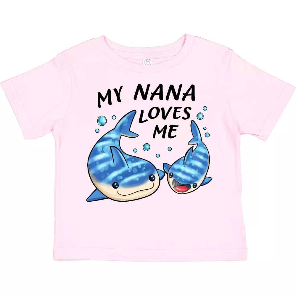 Bella Canvas My Nana Loves Me- Whale Shark Toddler Shirt Family Sharks Grandma Toddler Shirt ...