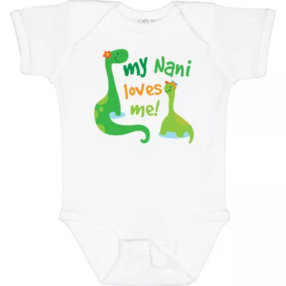 Bella Canvas My Nani Loves Me Grandson Dinosaur Baby Bodysuit Granddaughter From Bodysuit ...