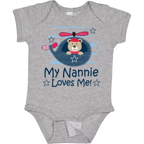 Bella Canvas My Nannie Loves Me Grandson Baby Bodysuit Grandchild Grandkids Shower Bodysuit ...