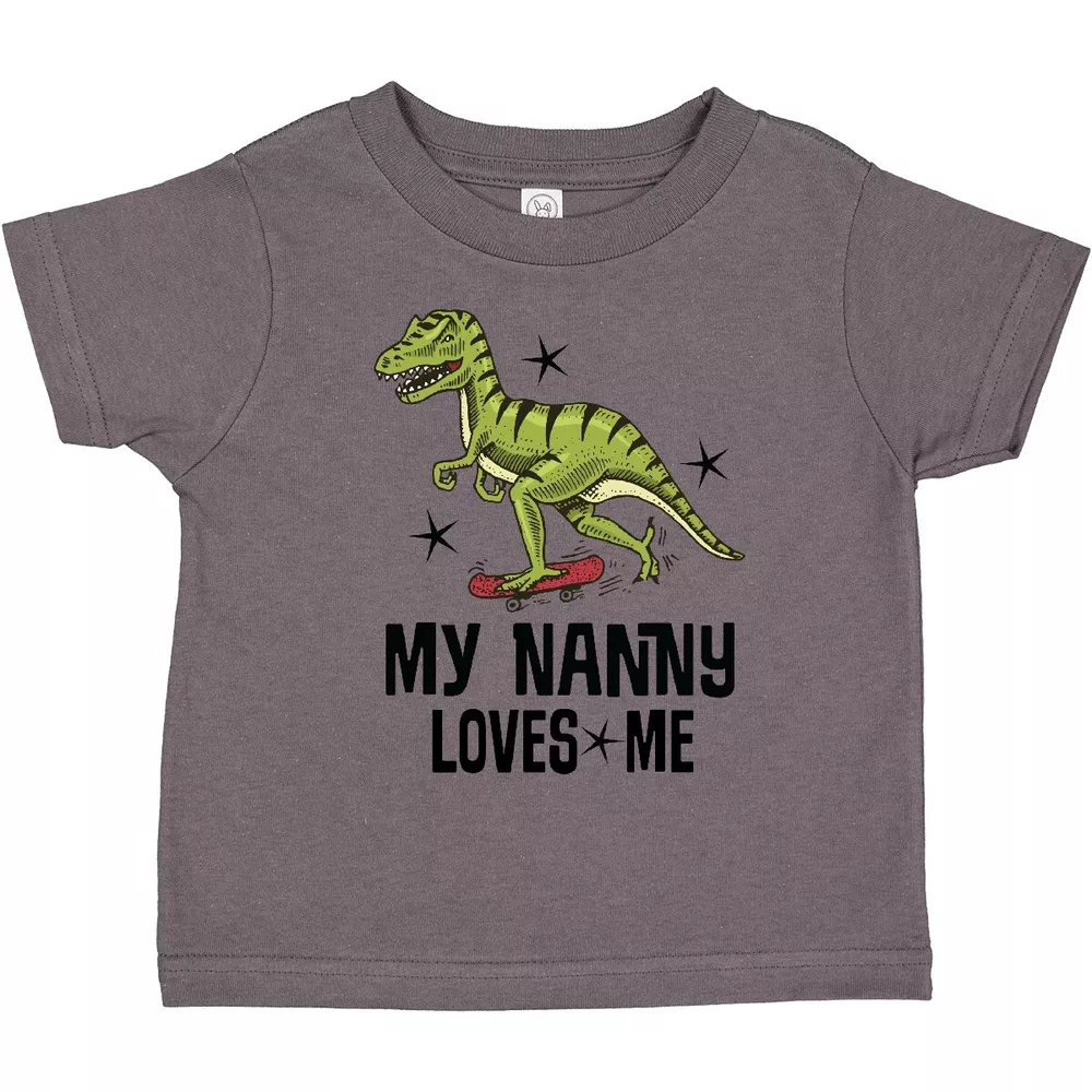 Bella Canvas My Nanny Loves Me Grandson Dinosaur Toddler Shirt Childs Boy Clothes Toddler Shirt ...