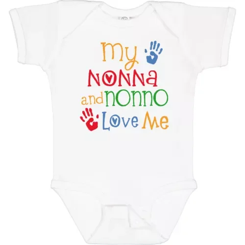 Bella Canvas My Nonna And Nonno Love Me Grandchild Baby Bodysuit Loves Grandkids Bodysuit ...