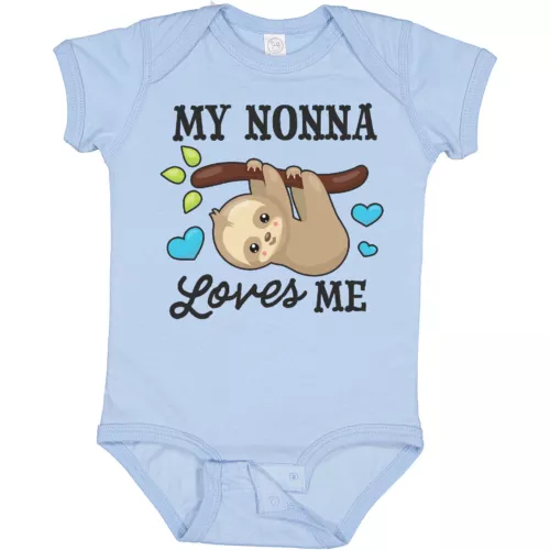 Bella Canvas My Nonna Loves Me With Sloth And Hearts Baby Bodysuit Animals Kids Bodysuit ...
