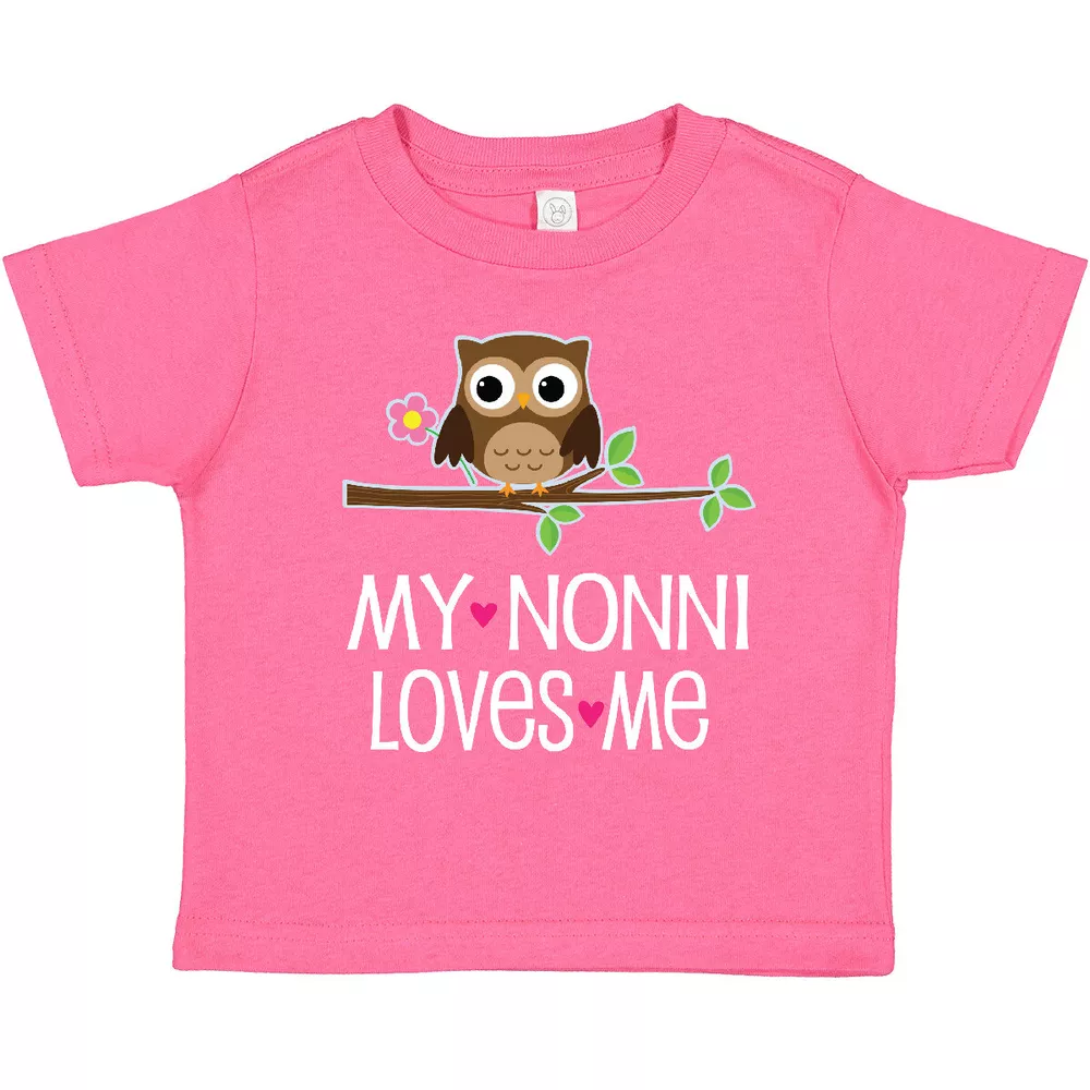 Bella Canvas My Nonni Loves Me Grandchild Owl Toddler Shirt Grandmother Grandkids Toddler Shirt ...