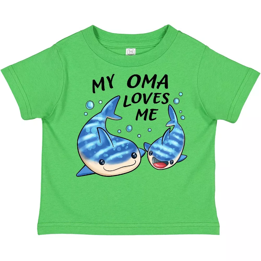 Bella Canvas My Oma Loves Me- Whale Shark Toddler Shirt Family Sharks Grandma Fin Toddler Shirt ...