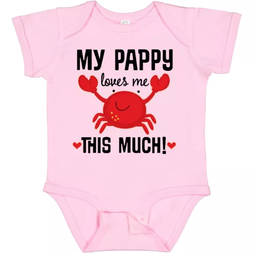 Bella Canvas My Pappy Loves Me Baby Bodysuit Grandpa This Much Grandchild Grandson Bodysuit ...