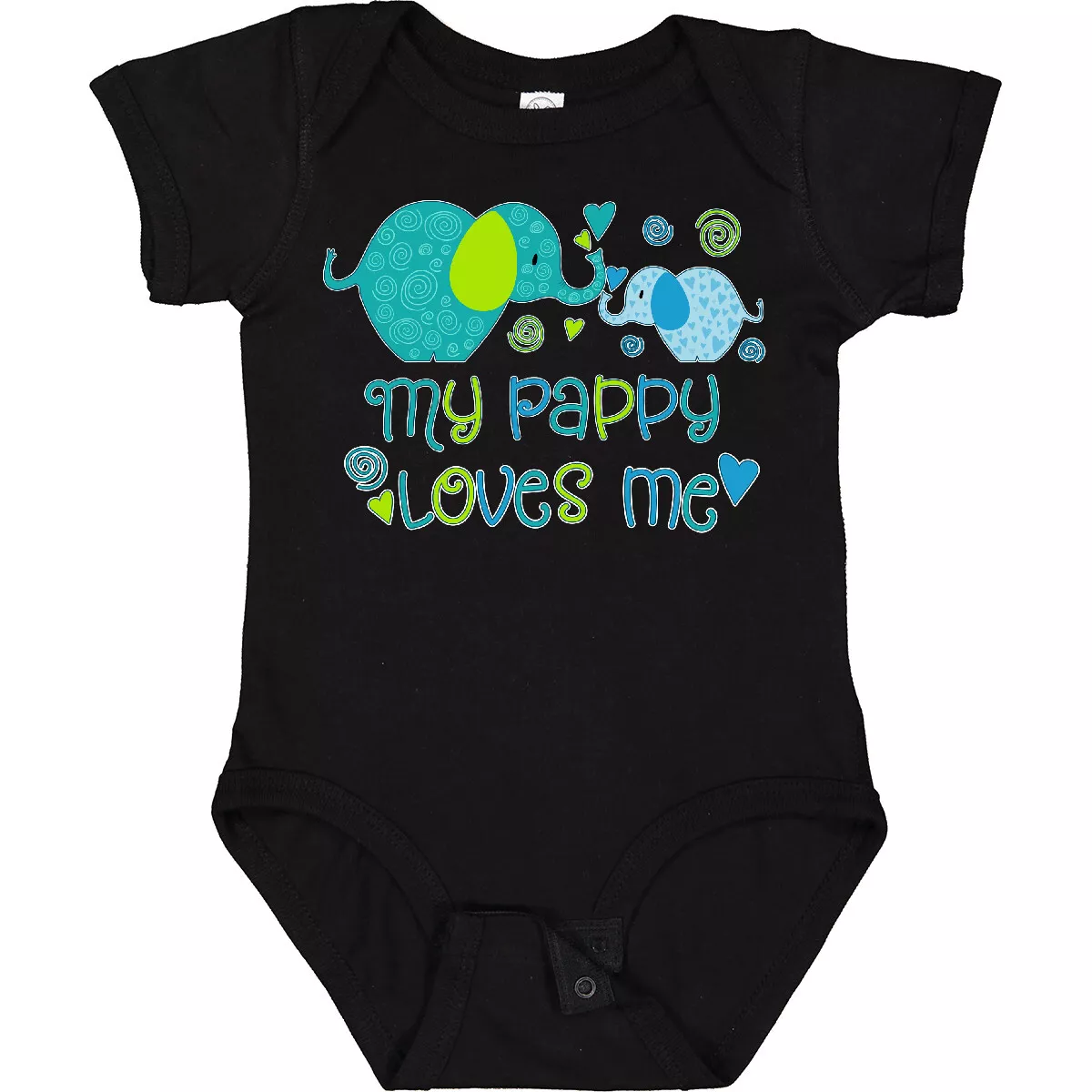 Bella Canvas My Pappy Loves Me- Cute Elephants Baby Bodysuit Family Grandfather Kid Baby ...