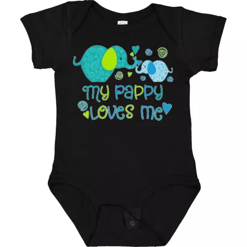Bella Canvas My Pappy Loves Me- Cute Elephants Baby Bodysuit Family Grandfather Kid Bodysuit ...