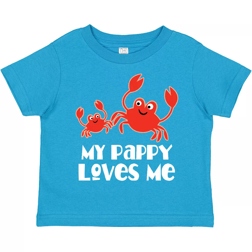 Bella Canvas My Pappy Loves Me Grandchild Beach Crab Toddler Shirt Grandpa Gift Toddler Shirt ...