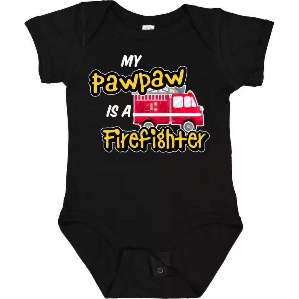 Bella Canvas My Pawpaw Is A Firefighter With Fire Truck Baby Bodysuit ...