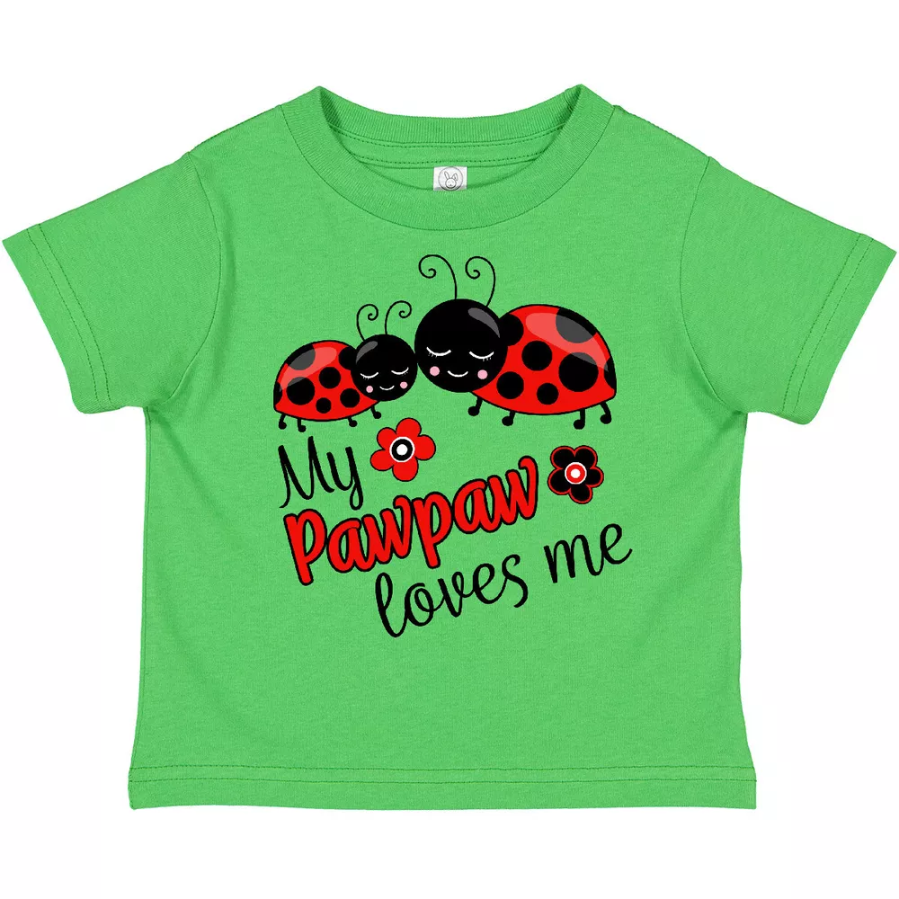 Bella Canvas My Pawpaw Loves Me With Cute Ladybugs Toddler Shirt Family Grandpa Toddler Shirt ...