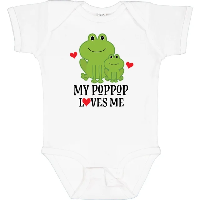 Bella Canvas My Poppop Loves Me Grandson Frog Infant Creeper Grandkids Childs Pop Baby Bodysuit ...