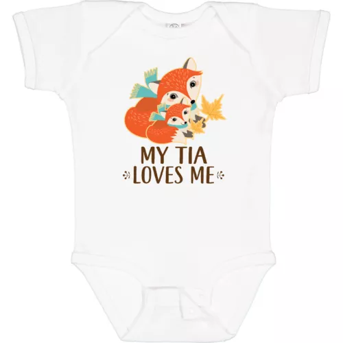 Bella Canvas My Tia Loves Me Fox Niece Nephew Baby Bodysuit Auntie From Boys Girls Bodysuit ...